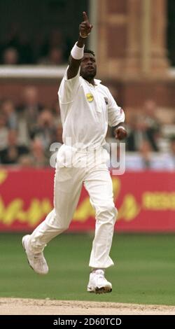 West Indies' Curtly Ambrose celebrates his 400th test wicket in the ...