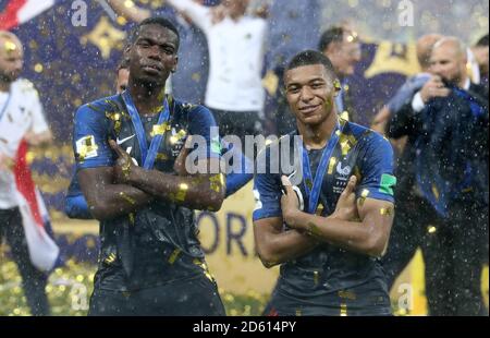 Kylian Mbappé and Paul Pogba after the FIFA World Cup match France ...