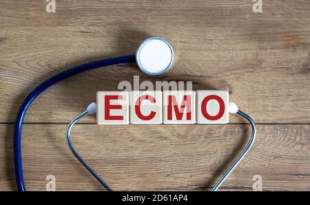 ECMO, Extra Corporeal Membrane Oxygenation symbol. Concept words 'ECMO ...