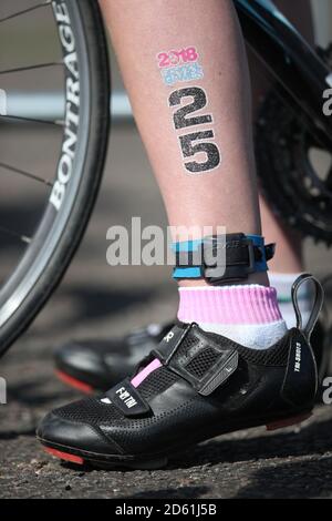 Detail of a competitors race number during the Triathlon Figure of ...