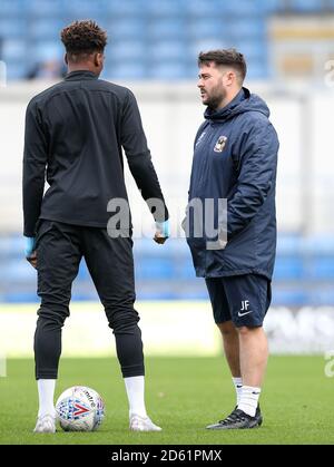 Coventry City's Dujon Sterling warming up before the game Stock Photo ...