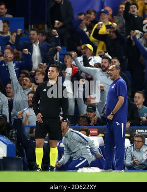 Chelsea fans celebrate their side's first goal of the game at BOXPARK ...