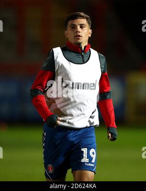 Charlton Athletic's Albie Morgan warms up prior to the Sky Bet ...