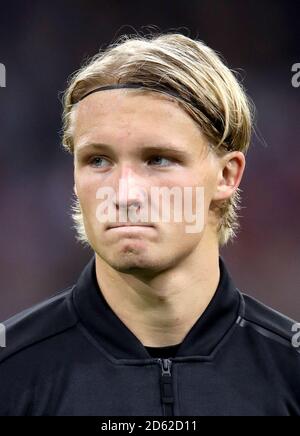 AMSTERDAM, portrait Kasper Dolberg of Ajax, football, season 2018-2019 ...