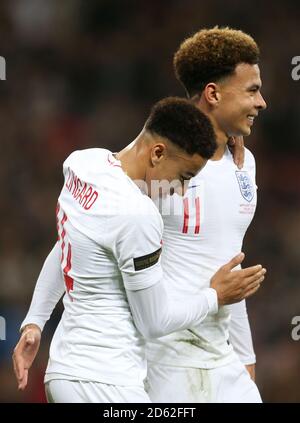England's Dele Alli with Jesse Lingard during the FIFA World Cup 2018 ...
