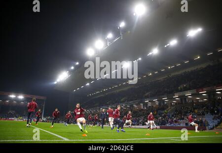 Burnley players warm up ahead of the match Stock Photo - Alamy