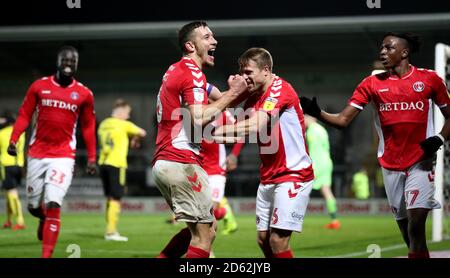 Charlton Athletic's Captain Jason Pearce scoring their second goal ...