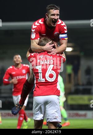 Charlton Athletic's captain Jason Pearce reacts Stock Photo - Alamy