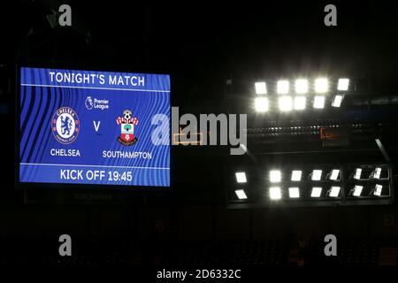 View of scoreboard ahead of the Premier League match Fulham vs Chelsea ...