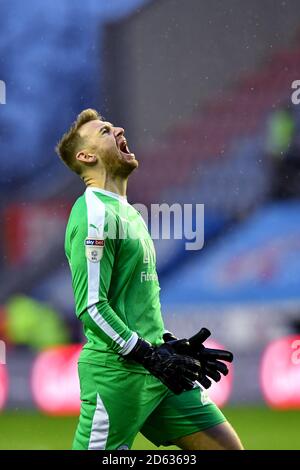 Wigan Athletic's Gary Roberts celebrates scoring his teams first goal ...