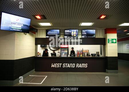 The concourse gets ready for the first Derby County fans before the ...