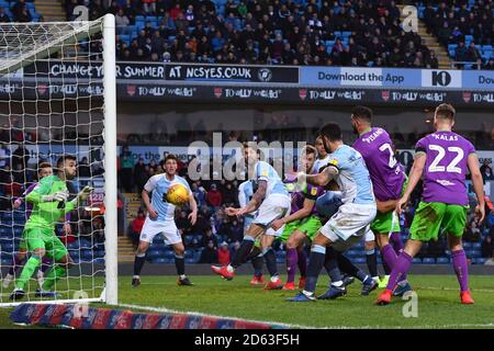 Bristol City's Eros Pisano scores his side's first goal of the game ...