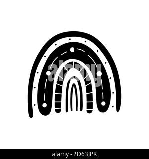 Black and white boho rainbow in hand drawn style. vector illustration ...