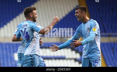 Coventry City's Matthew Godden (left) celebrates scoring their side's ...