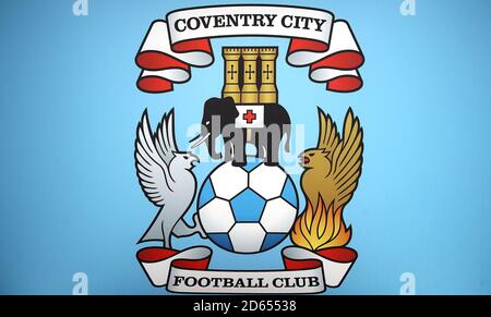 Detail of a Coventry City club crest on the corner flags at the Ricoh ...