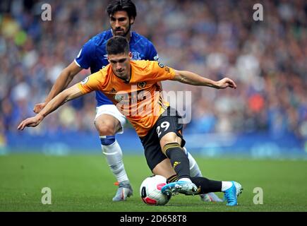 Wolverhampton Wanderers' Andre (left) and Everton's Dwight McNeil ...