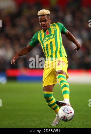West Bromwich Albion's Grady Diangana celebrates the full time result ...