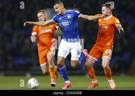 Ipswich Town's Kayden Jackson and Blackpool's Oliver Turton and Jay ...