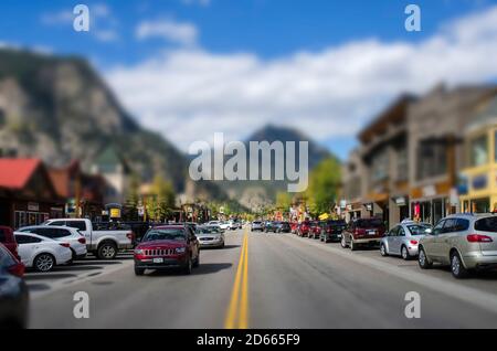 Main Street, Downtown Frisco, Colorado. A quaint and popular ski resort ...