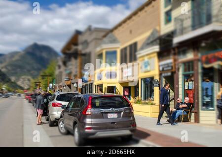Main Street, Downtown Frisco, Colorado. A quaint and popular ski resort ...