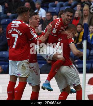 Middlesbrough's Rudy Gestede (right) celebrates scoring his side's ...