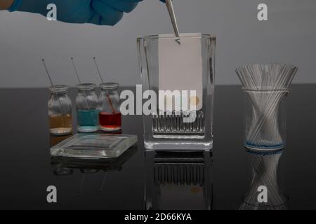 Colorful sample application of thin layer chromatography. The process ...