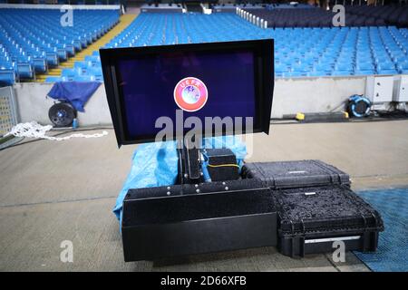UEFA VAR screen pitch side Stock Photo - Alamy