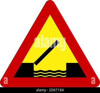 Warning sign with drawbridge symbol Stock Photo - Alamy