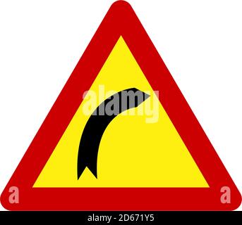 Warning sign with right bend symbol Stock Photo - Alamy