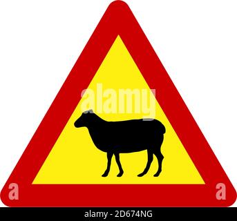 Sheep warning sign Stock Photo - Alamy