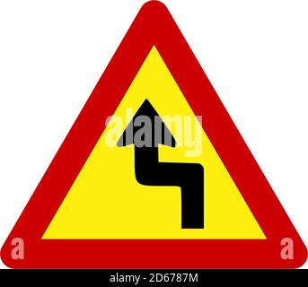 Warning sign with dangerous curves symbol Stock Photo - Alamy