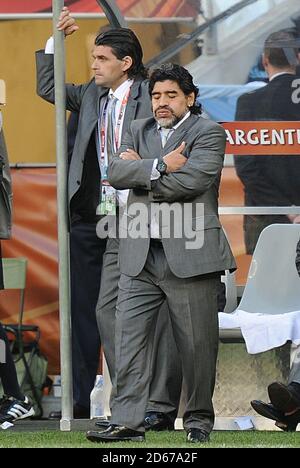 DIEGO MARADONA ARGENTINA COACH SOCCER CITY STADIUM SOUTH AFRICA 27 June ...