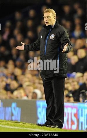 David Moyes manager of Everton reacts during the Emirates FA Cup Third ...