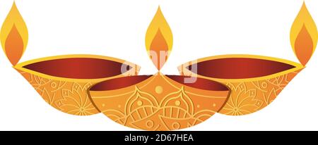 yellow diya icon over white background, flat style, vector illustration ...