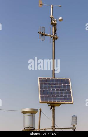 anemometric station with solar panel Stock Photo - Alamy