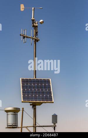 anemometric station with solar panel Stock Photo - Alamy