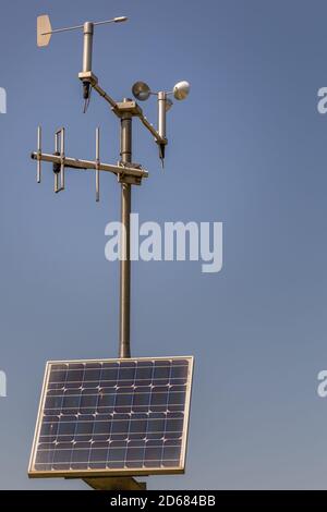 anemometric station with solar panel Stock Photo - Alamy
