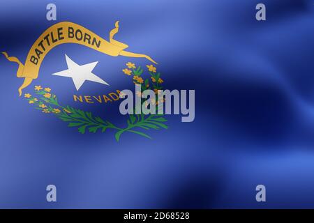 3d rendering of a detailed and textured Nevada USA State flag on white ...