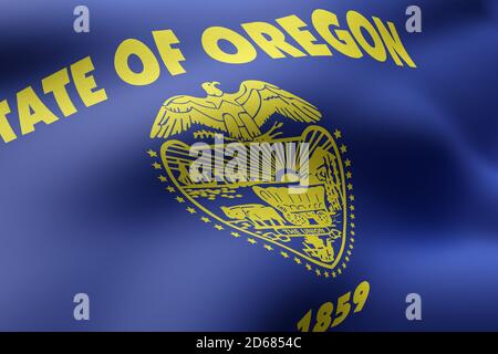 3d rendering of a detailed and textured Oregon USA State flag Stock ...