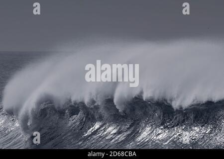 Big breaking ocean wave toned blue Stock Photo - Alamy