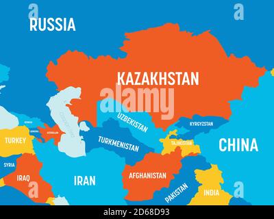 Central Asia map. High detailed political map of central asian region ...