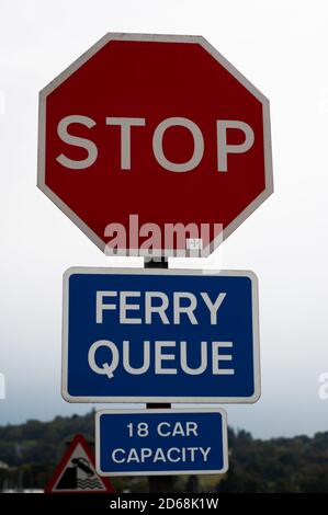 Road signs at the Windermere Ferry, Ferry Nab, Bowness on Windermere ...