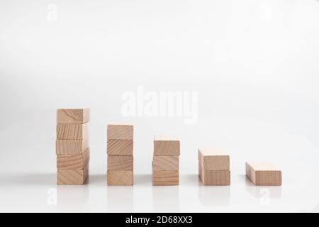 Wooden blocks stacking as step stair with numbers from 1 up to 6 ...