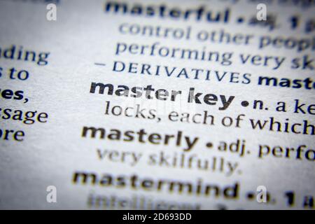 Word or phrase Master in a dictionary Stock Photo - Alamy