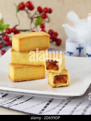 Traditional Taiwanese pineapple cake pastry with rich filling and ...
