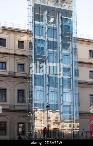 Glass elevators. The Museo Nacional Centro de Arte Reina Sofía, Queen ...