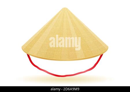 asian straw traditional hat vector illustration isolated on white ...