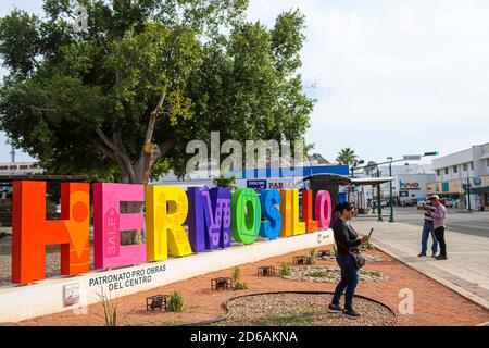 Monumental colored letters in the center of Hermosillo, Sonora, Mexico ...