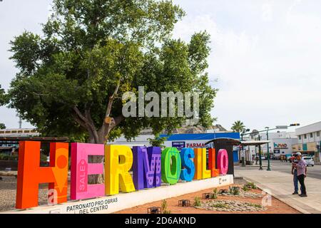 Monumental colored letters in the center of Hermosillo, Sonora, Mexico ...