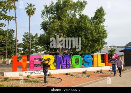 Monumental colored letters in the center of Hermosillo, Sonora, Mexico ...